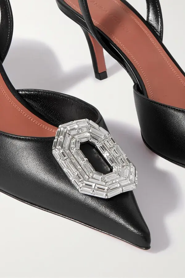 Amina Muaddi Camelia Crystal-embellished Slingback Pumps - Black