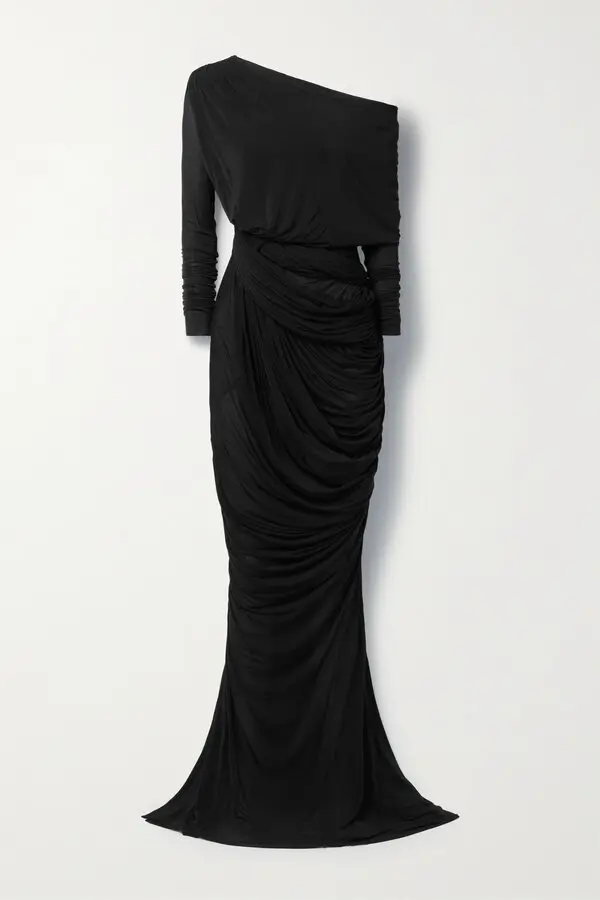 Rick Owens One-shoulder Draped Stretch-jersey Gown