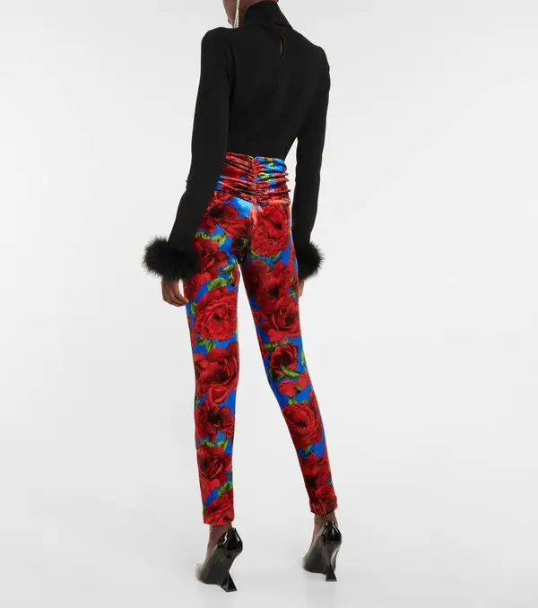 Magda Butrym Floral Velvet Leggings - Multicoloured