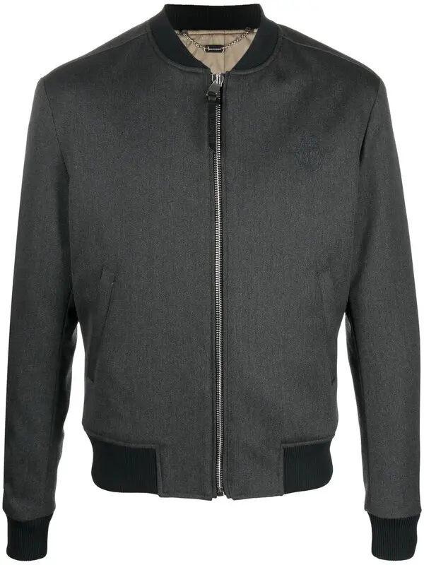 BILLIONAIRE Crest-motif Bomber Jacket - Grey