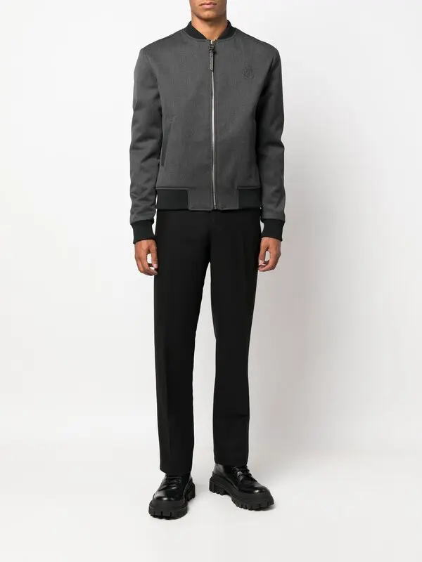 BILLIONAIRE Crest-motif Bomber Jacket - Grey