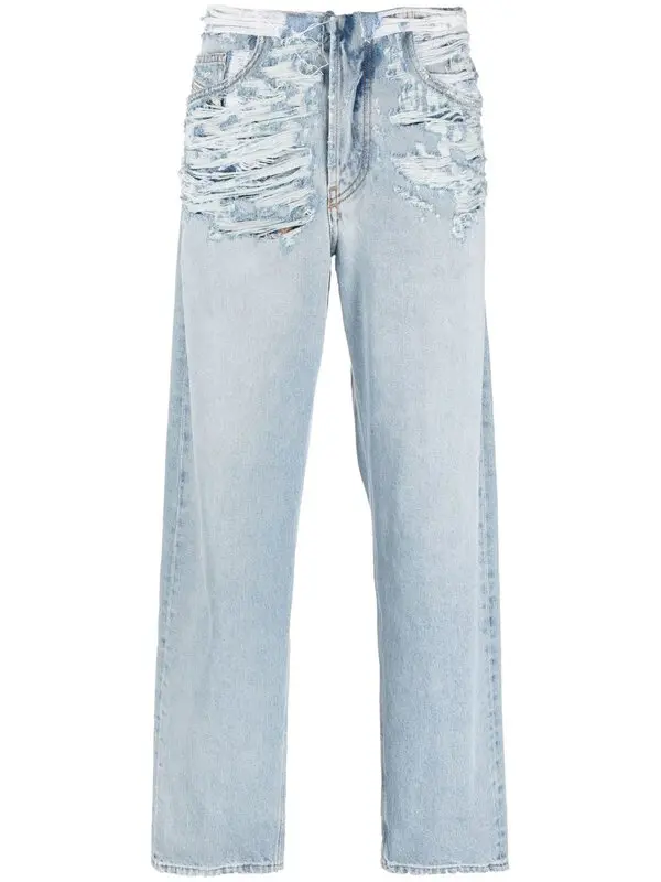 DIESEL® Ripped Straight-leg Jeans