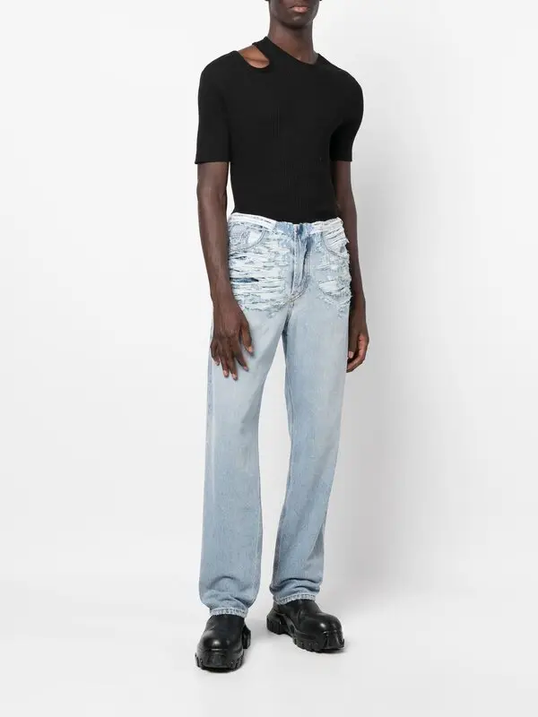 DIESEL® Ripped Straight-leg Jeans