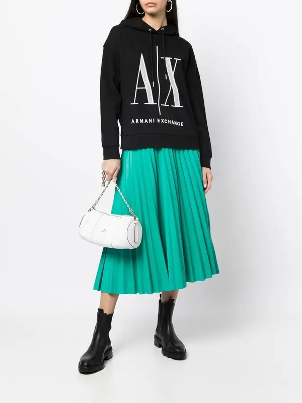 Armani Exchange Logo-embroidered Rib-trimmed Hoodie