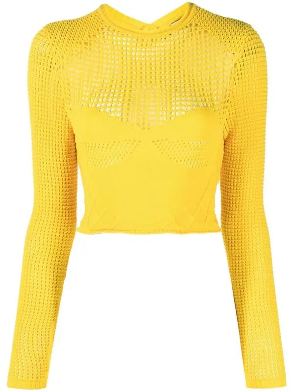 AMBUSH Crochet Hearts Cropped Jumper