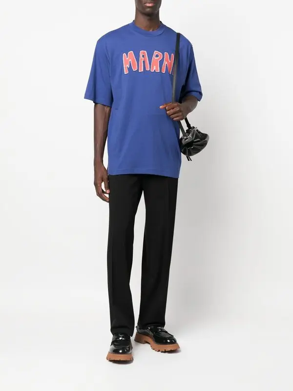Marni Logo-print Short-sleeved T-shirt - Blue
