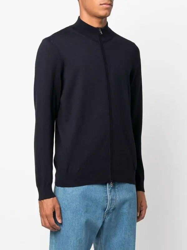 BOSS Fine-knit Zip-up Cardigan - Blue