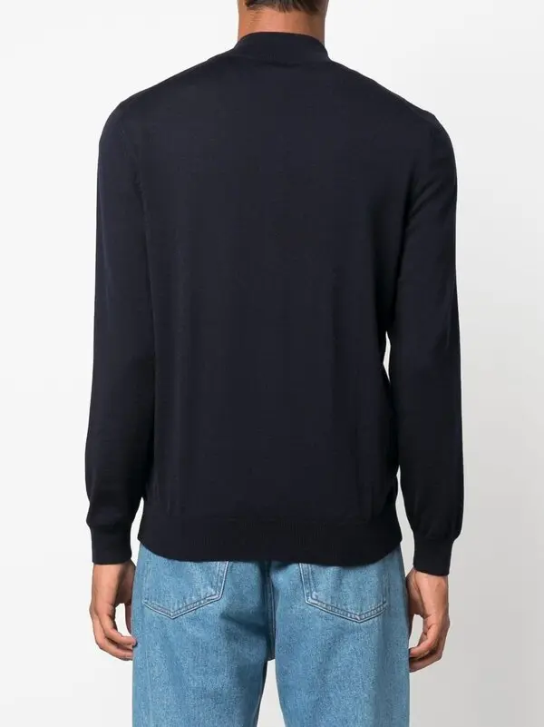 BOSS Fine-knit Zip-up Cardigan - Blue