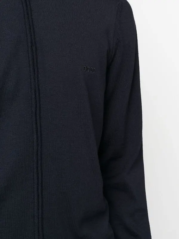 BOSS Fine-knit Zip-up Cardigan - Blue