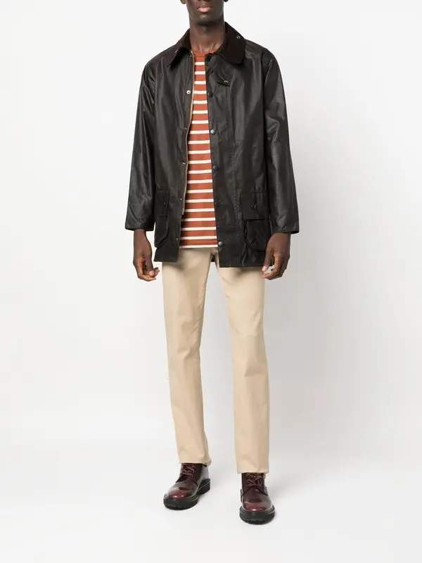 Barbour Waxed Cotton Corduroy Collar Jacket - Brown