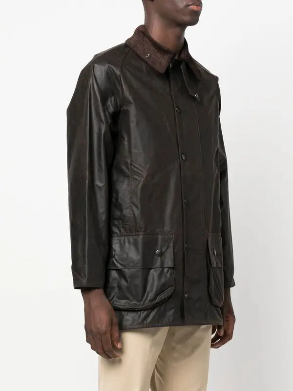 Barbour Waxed Cotton Corduroy Collar Jacket - Brown