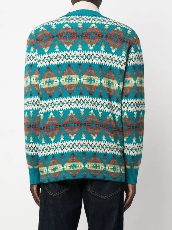 Junya Watanabe Intarsia-knit Wool Jumper - Blue