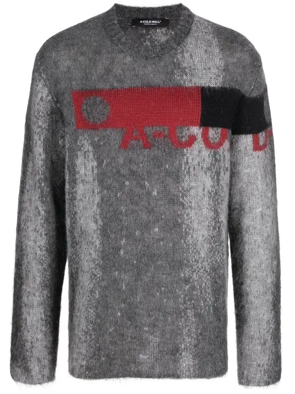 A-COLD-WALL* Sprayed-effect Logo-jacquard Jumper - Grey