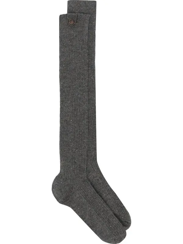 Brunello Cucinelli Button-detail Knitted Socks - Grey