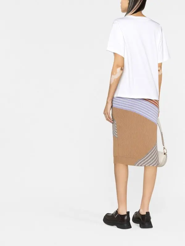 Stella McCartney 3d Stripes Wool Midi Skirt - Brown