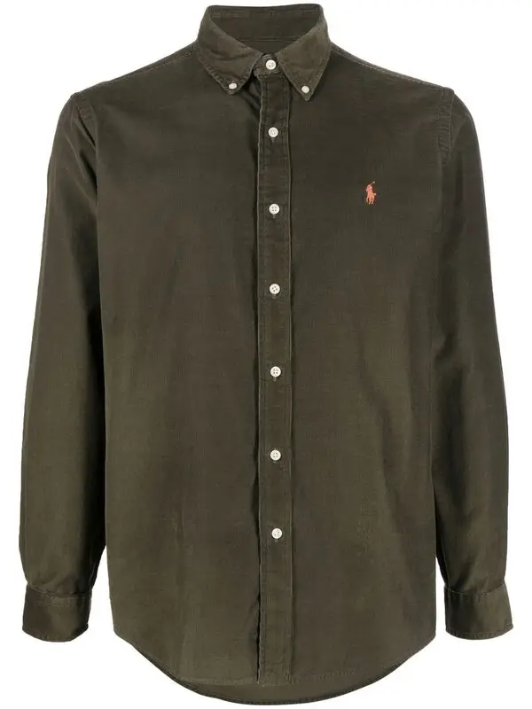 Polo Ralph Lauren Corduroy Embroidered-logo Cotton Shirt - Green