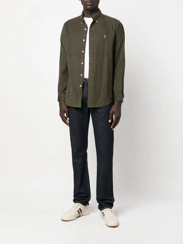 Polo Ralph Lauren Corduroy Embroidered-logo Cotton Shirt - Green