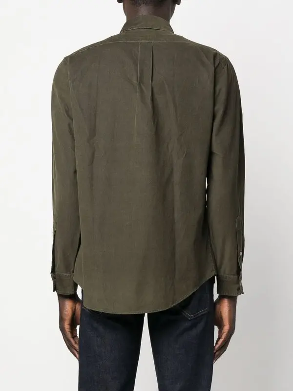 Polo Ralph Lauren Corduroy Embroidered-logo Cotton Shirt - Green