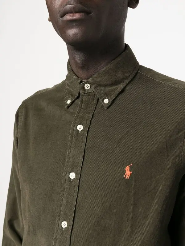 Polo Ralph Lauren Corduroy Embroidered-logo Cotton Shirt - Green