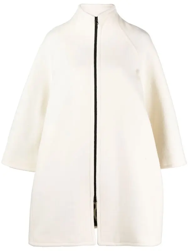 GIANLUCA CAPANNOLO Zipped High-neck Felted Coat - White