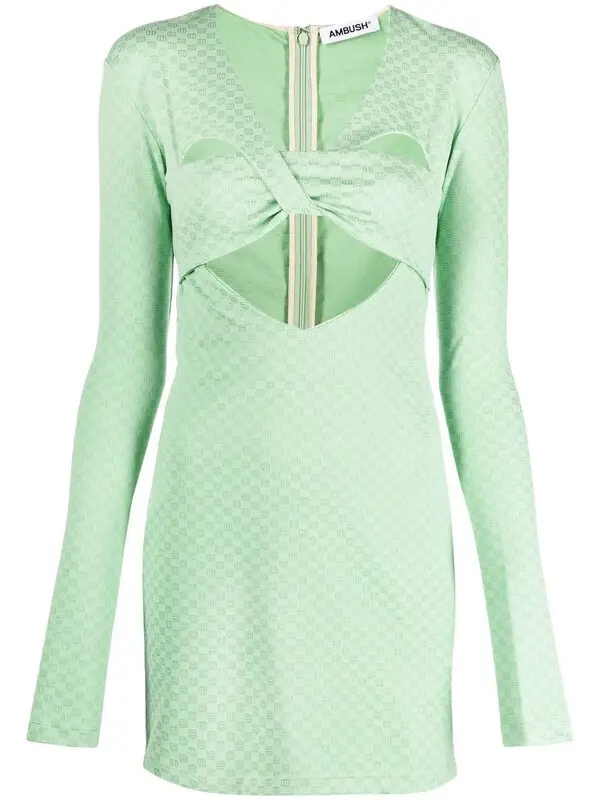 AMBUSH Cut-out Detail Mini Dress - Green