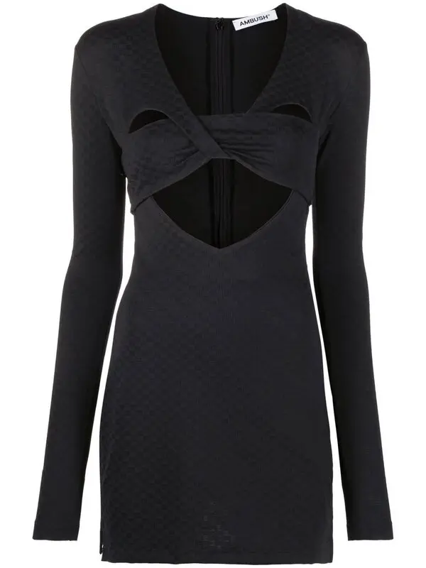 AMBUSH Monogram-jacquard Mini Dress - Black