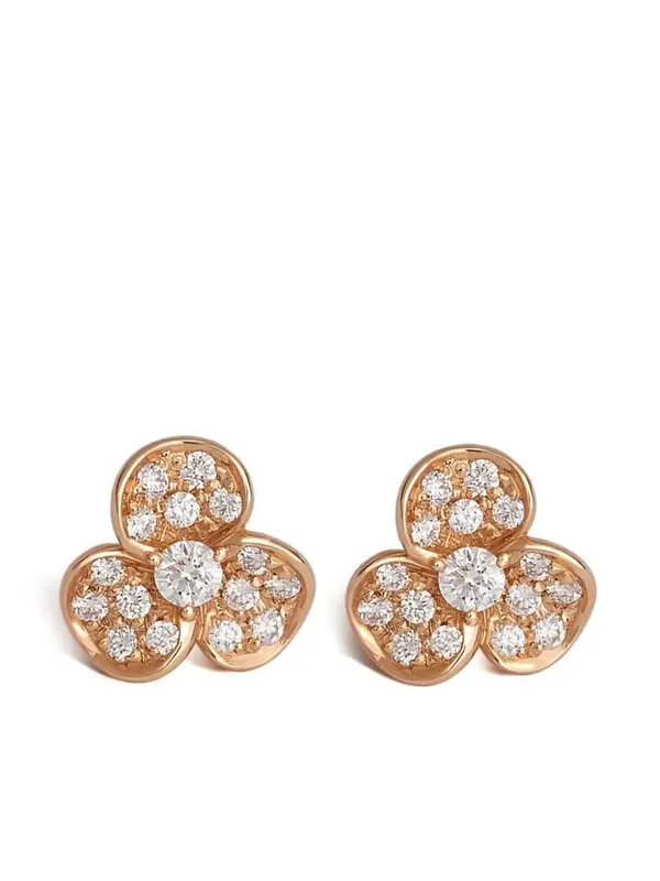 LEO PIZZO 18k Rose Gold Candy Flora Diamond Stud Earrings - Pink