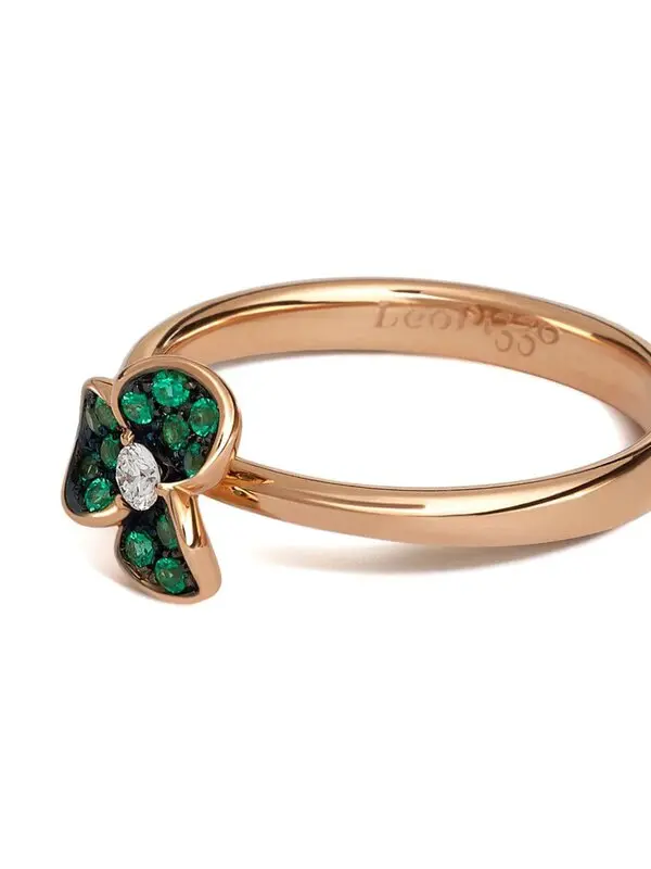 LEO PIZZO 18k Rose Gold Diamond And Emerald Ring
