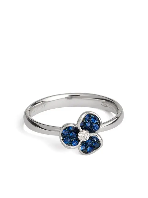 LEO PIZZO 18k White Gold Sapphire Flora Ring - Silver