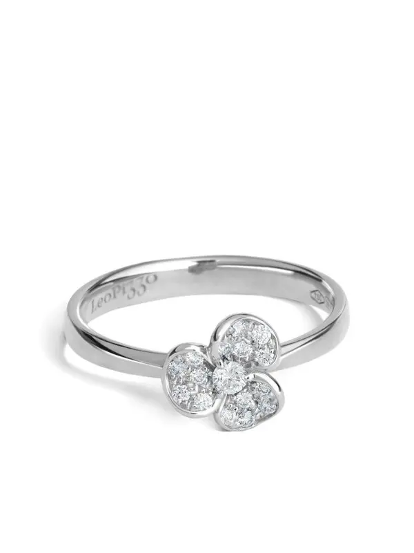 LEO PIZZO 18k White Gold Diamond Flora Ring - Silver