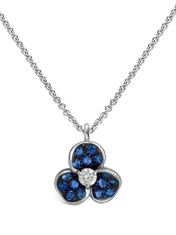 LEO PIZZO 18k Yellow Gold Candy Flora Diamond And Sapphire Pendant Necklace - Silver