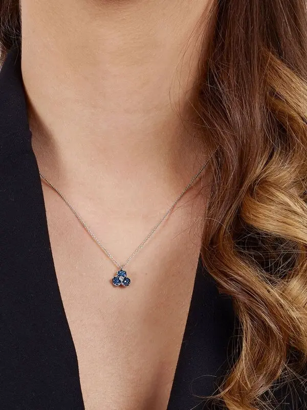 LEO PIZZO 18k Yellow Gold Candy Flora Diamond And Sapphire Pendant Necklace - Silver