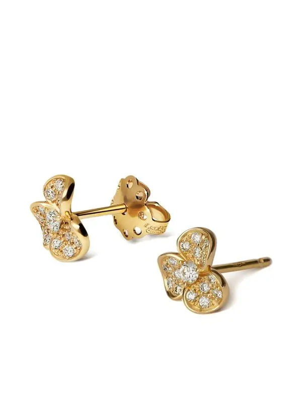 LEO PIZZO 18kt Yellow Diamond Flora Stud Earrings - Gold