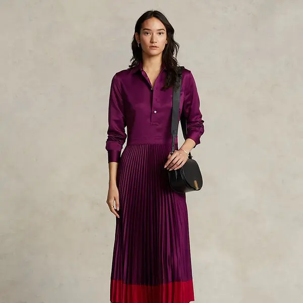 strapless open back dress Color Block Tier Pleated Maxi Dress – Mila Boutique main image 0