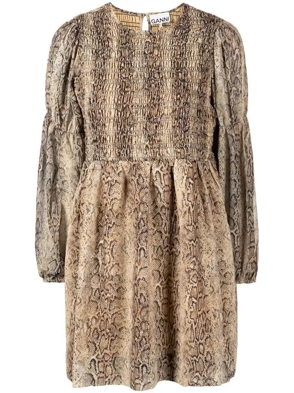 GANNI Snake-print Mini Dress