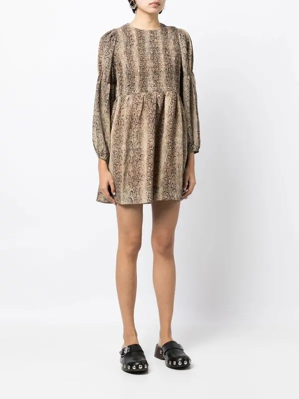 GANNI Snake-print Mini Dress