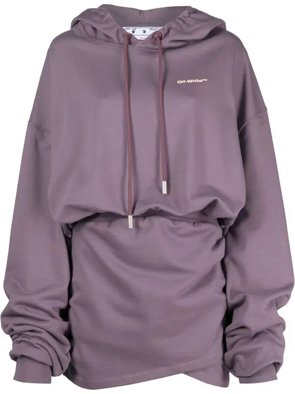 Off-White Logo-embroidered Hoodie Dress - Purple