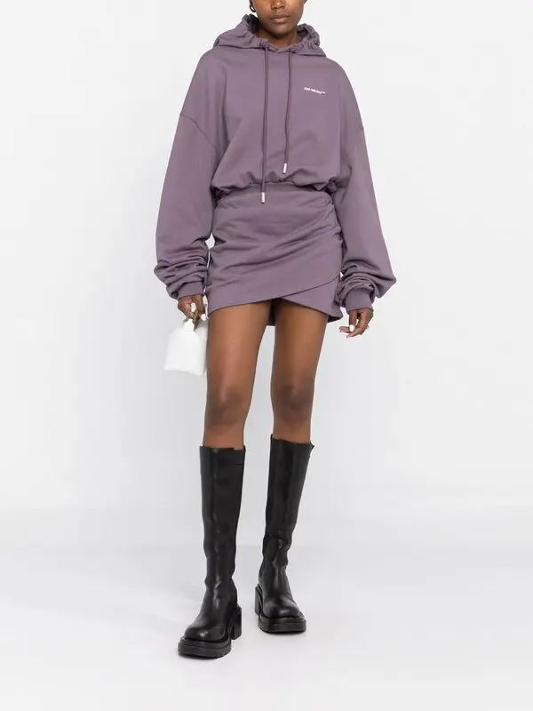 Off-White Logo Embroidered Hoodie Dress - Purple