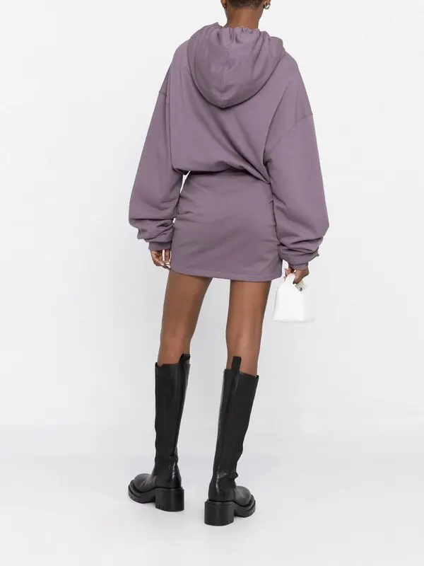 Off-White Logo Embroidered Hoodie Dress - Purple