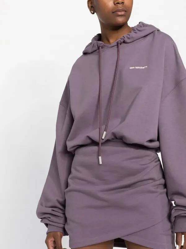 Off-White Logo Embroidered Hoodie Dress - Purple