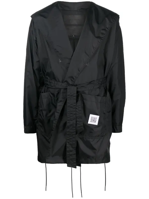 FUMITO GANRYU Reflective Panel Hooded Raincoat - Black