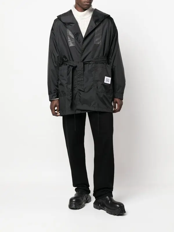 FUMITO GANRYU Reflective Panel Hooded Raincoat - Black