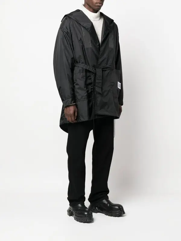 FUMITO GANRYU Reflective Panel Hooded Raincoat - Black