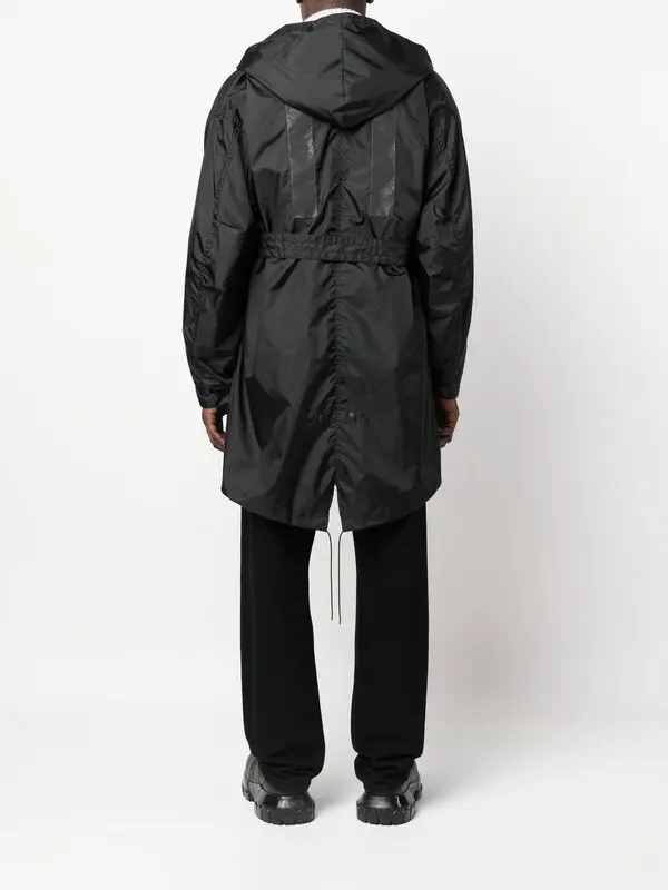 FUMITO GANRYU Reflective Panel Hooded Raincoat - Black