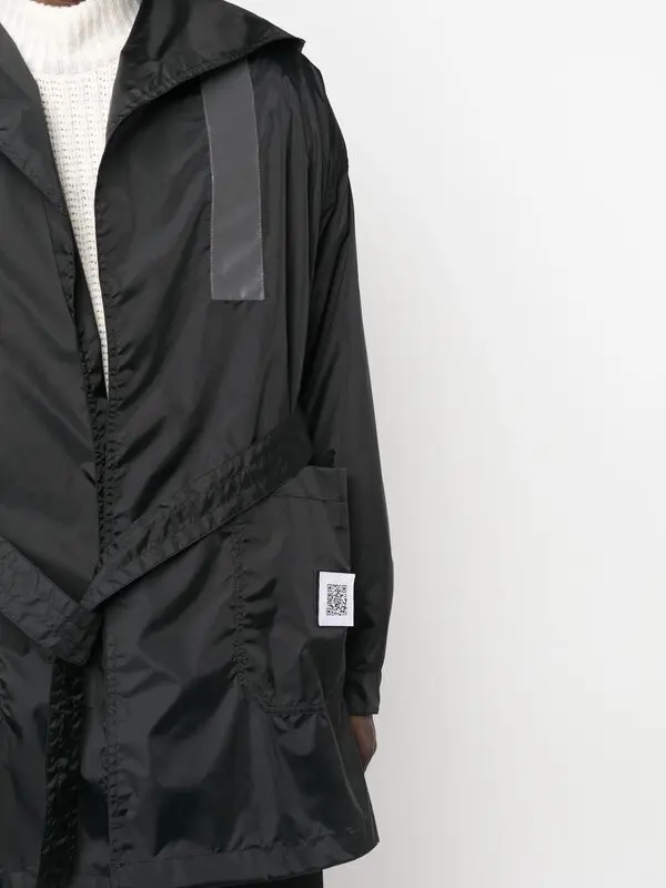 FUMITO GANRYU Reflective Panel Hooded Raincoat - Black