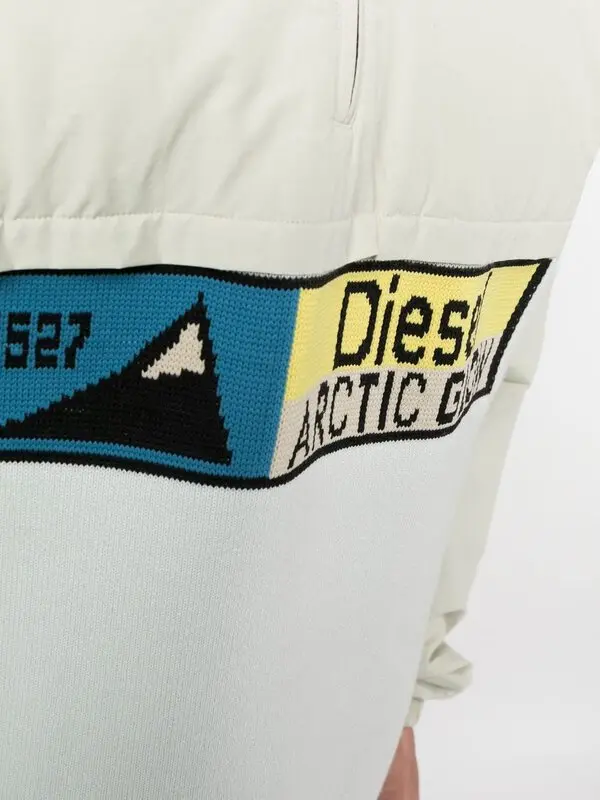 DIESEL® Wool Blend Logo Print Zip-front Jumper
