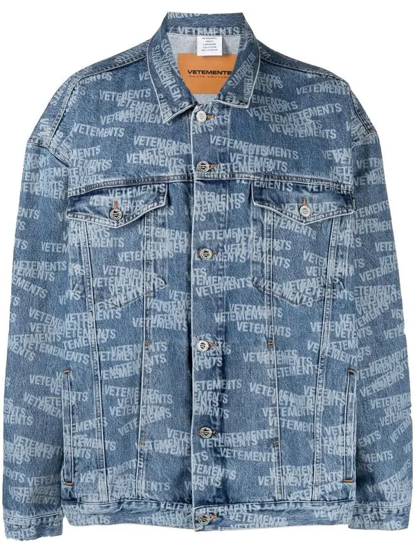 Vetements Logo-print Denim Jacket - Blue
