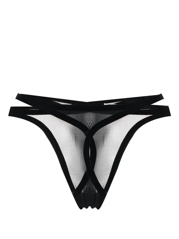 Wolford X Mugler Flock Shaping Thong - Black