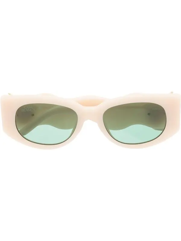 Casablanca Logo-plaque Oval Sunglasses - Neutrals