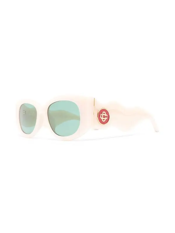 Casablanca Logo-plaque Oval Sunglasses - Neutrals